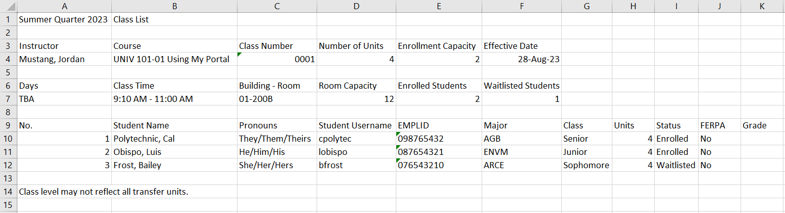 Faculty Portal User Guide - Office of the Registrar - Cal Poly, San Luis Obispo